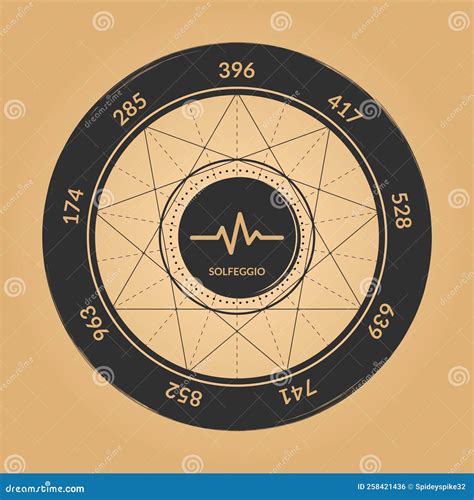 The Nine Hertz Of Solfeggio Solfeggio Chart In Brown Background Stock Illustration