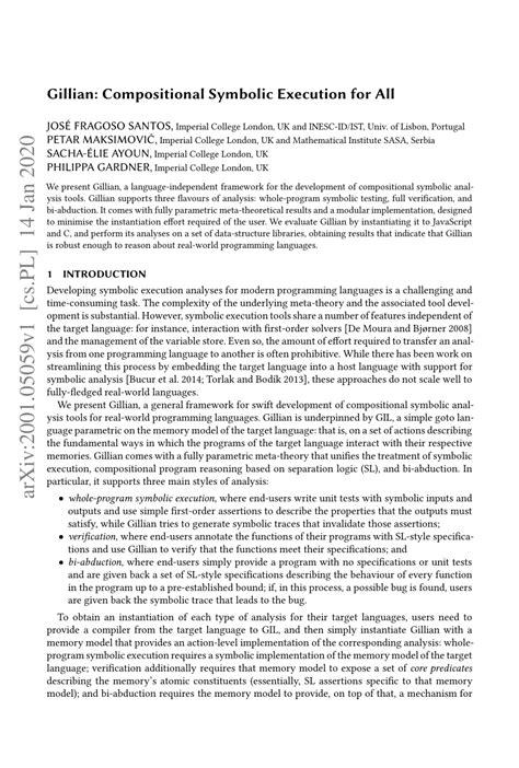 PDF Gillian Compositional Symbolic Execution For All