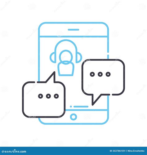 Chat Support Line Icon Outline Symbol Vector Illustration Concept Sign Stock Vector