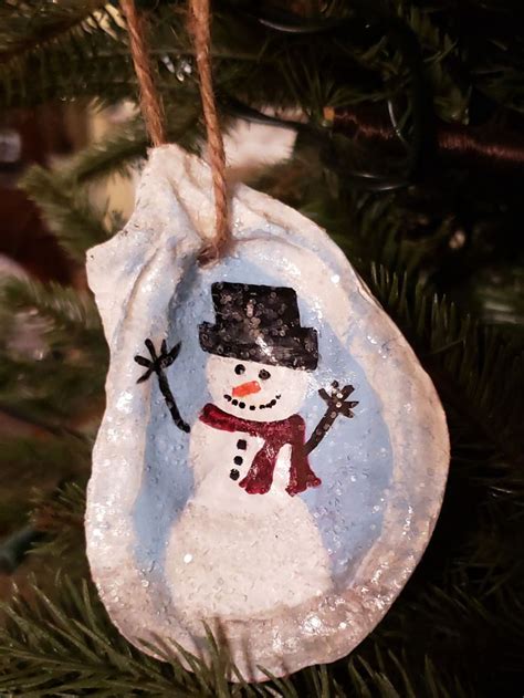 Oyster Shell Snowman Ornament Louisiana Oysters Louisianafood Oyster