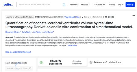 Quantification Of Neonatal Cerebral Ventricular Volume By Real Time Ultrasonography Derivation