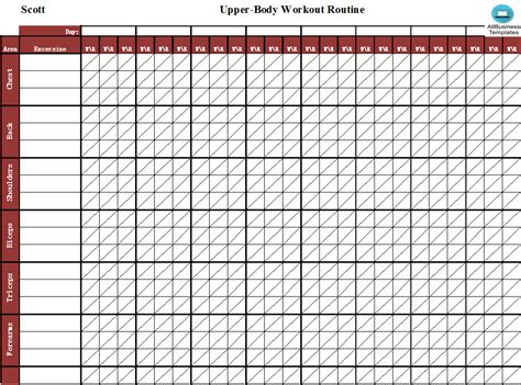 Printable Workout Log Excel Sheet Templates At Allbusinesstemplates Com