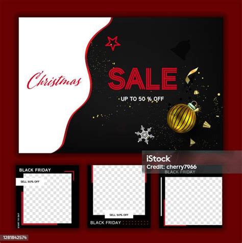 디지털 마케팅 및 판매 프로모션을위한 블랙 프라이데이 소셜 미디어 게시물 템플릿 배너 제공 블랙과 레드 컬러 모형 사진 벡터 프레임 11월에 대한 스톡 벡터 아트 및 기타