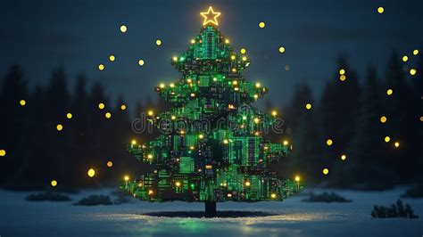 In A Nocturnal Digital Landscape A Pyramid Of Circuit Boards Shines In A Nocturnal Digital Landscape A Pyramid Of Circuit Boards Shines