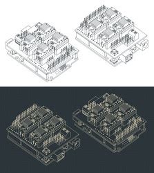 Arduino Hardware Seamless Blueprints Royalty Free Vector