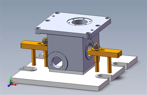 减速箱体钻铣底面夹具设计三维 Solidworks 2023 模型图纸下载 懒石网
