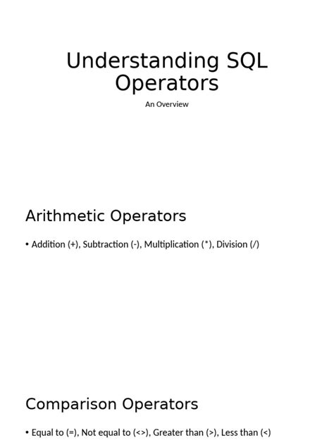 Sql Operators Types And Uses Pdf