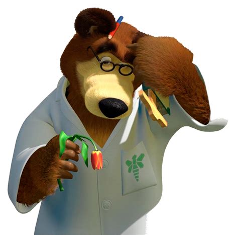 Медведь с цветком - Маша и Медведь - Картинки PNG - Галерейка