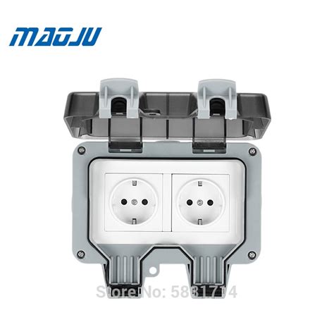 2 Gang Outdoor Weatherproof Waterproof Socket Swit Grandado