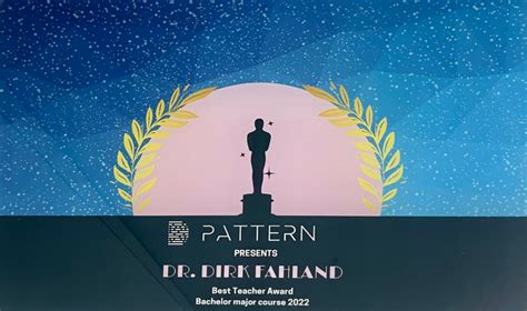 Dirk Fahland Received The “best Teacher Award 2022” From Pattern Process Analytics