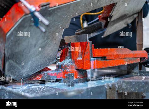 Close Up Of A Modern Computer Numeric Control Milling Machine Stock