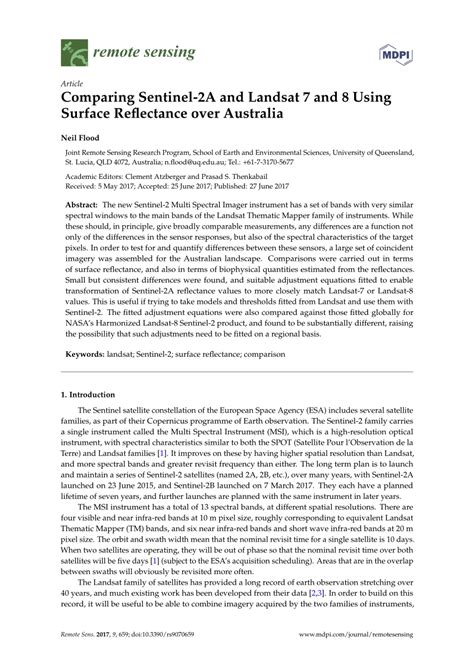 Pdf Comparing Sentinel 2a And Landsat 7 And 8 Using Surface