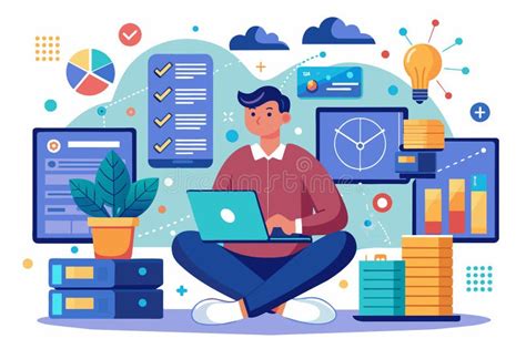 A Person Uses A Laptop Amid Colorful Charts And Visuals Showcasing Big