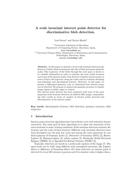 Pdf A Scale Invariant Interest Point Detector For Discriminative Blob Detection