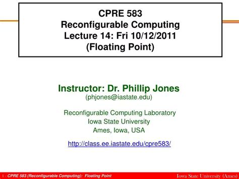 Ppt Reconfigurable Computing Lecture 14 Floating Point Powerpoint Presentation Id1069279