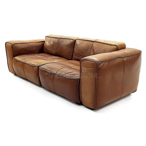 Brown Leather Couch With A Leather Cover Stock Image Image Of