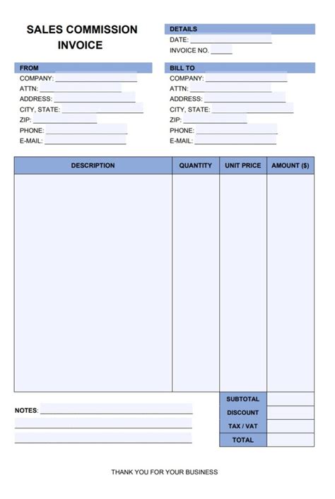 Commission Invoice Template Word Free Word Templates