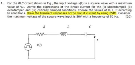 Solved For The RLC Circuit Shown In Fig The Input Chegg