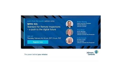 Johnson Controls Hosts A Webinar To Provide Review Of 915 Code Fire News