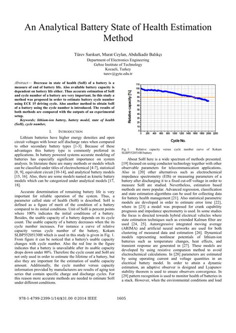 Pdf An Analytical Battery State Of Health Estimation Method