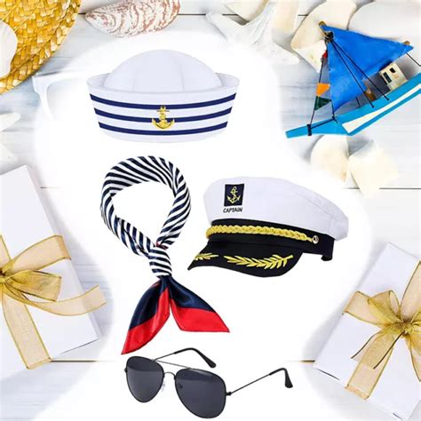 Navy Captain Hat Skipper Yacht Hat Sailor Costume Cosplay Fancy Scarf Dress Uk £633 Picclick Uk