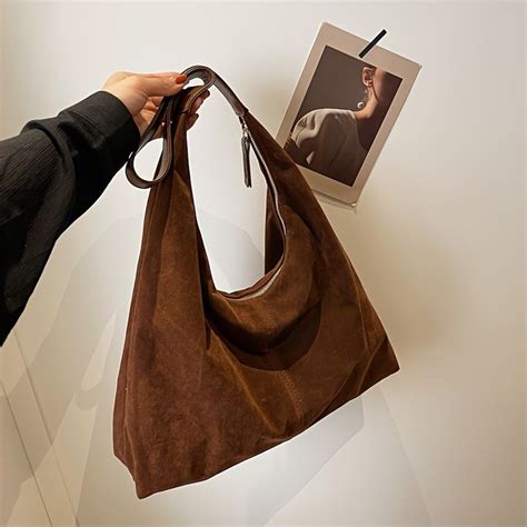 女性用レトロトート バッグ、トレンディなソリッドカラーのホーボーバッグ、日常使いのカジュアルショルダーバッグ Simple Bags Womens Tote Womens Tote Bags