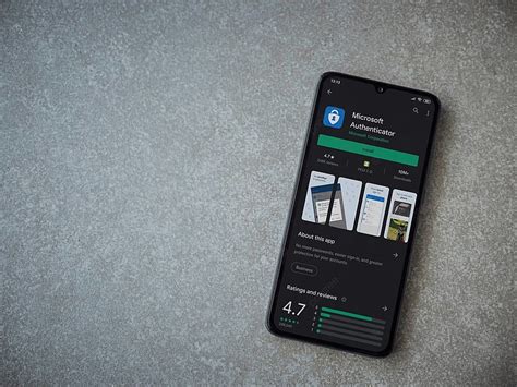 Display Of A Device Showing The Microsoft Authenticator Apps Play Store Page Photo Background