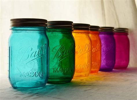 Colored Mason Jars Mason Jar Diy Mason Jar Crafts Hipster Wedding Diy Wedding Decor Wedding