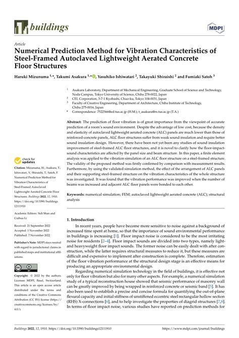 Pdf Numerical Prediction Method For Vibration Characteristics Of Steel Framed Autoclaved