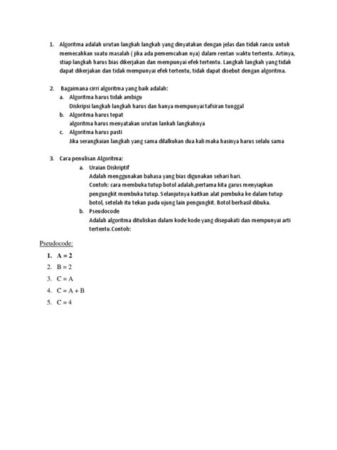 Pdf Algoritma Adalah Urutan Langkah Langkah Yang Dinyatakan Dengan