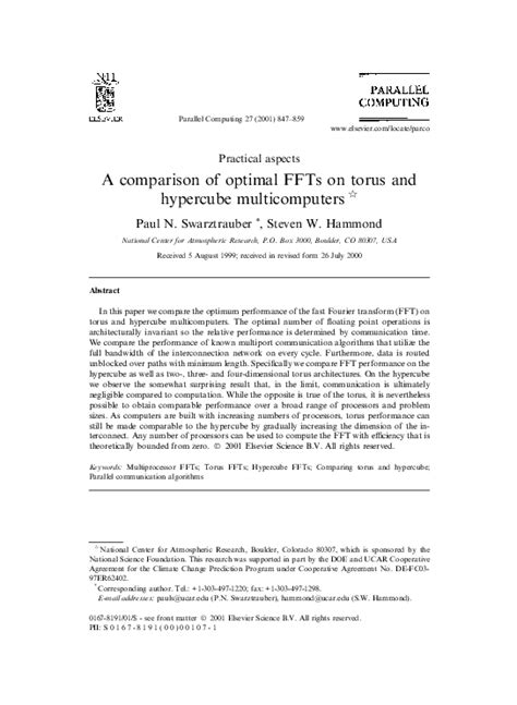 pdf a comparison of optimal ffts on torus and hypercube
