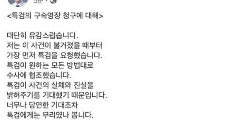 김경수 특검 영장청구 강한 유감법원의 현명한 판단 기대