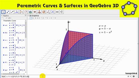 Parametric Curves And Surfaces In Geogebra 3d Exercise 34 Youtube