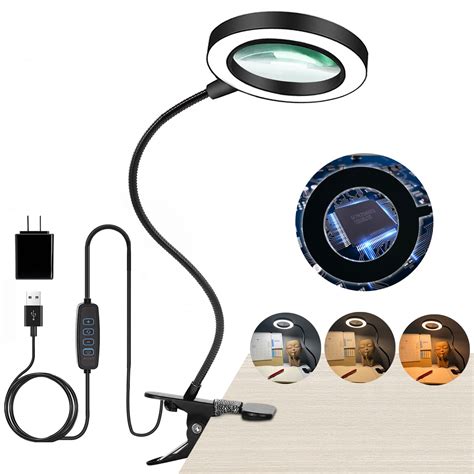 Magnifying Glass Crafts Desk Lamp 5x And 10x Magnifier With 40 Led Lights