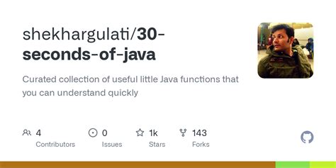 GitHub Shekhargulati 30 Seconds Of Java Curated Collection Of Useful