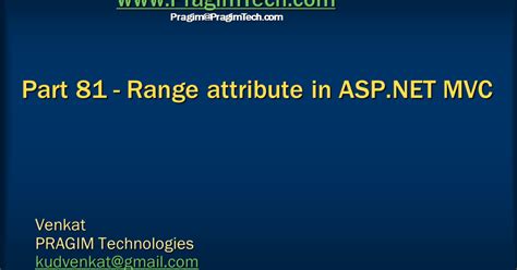 Sql Server Net And C Video Tutorial Part 81 Range Attribute In Aspnet Mvc