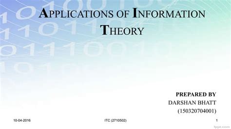 Applications Of Information Theory Pptx