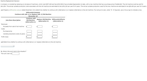 Solved Machine Replacement Decision Differential Analysis
