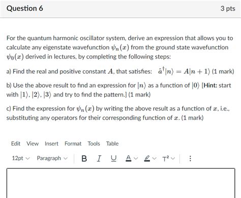 Solved For The Quantum Harmonic Oscillator System Derive An Chegg