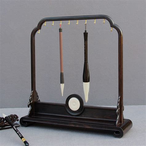 红木毛笔架实木毛笔架紫光檀大号毛笔架笔挂笔搁文房四宝书法用品 虎窝淘