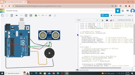 Ultrasonic Sensor Piezo Buzzer With Arduino In Tinkercad Circuit