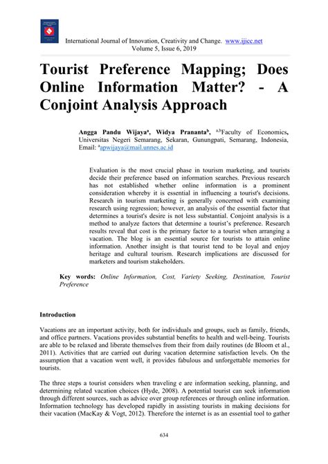 Pdf Tourist Preference Mapping Does Online Information Matter A Conjoint Analysis Approach
