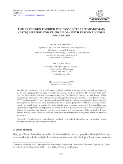 Pdf The Extended Fourier Pseudospectral Time Domain Pstd Method For Fluid Media With