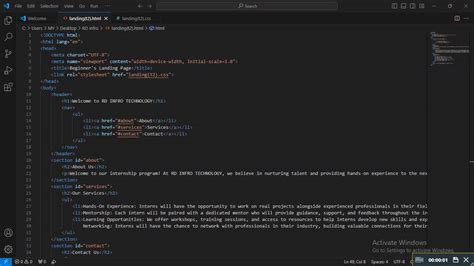 Rdinfrotechnology Html Css Webdevelopment Landingpage Internship