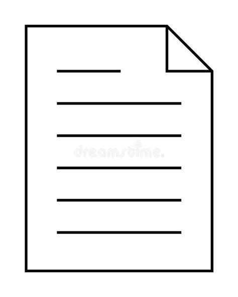 simple document with text lines and folded corner in black and white