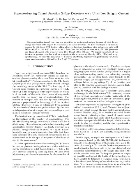 Pdf Superconducting Tunnel Junction X Ray Detectors With Ultra Low Subgap Current