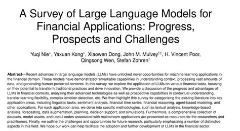 大模型如何用于金融？普林斯顿《大规模语言模型在金融应用中的综述：进展、前景与挑战》 专知vip