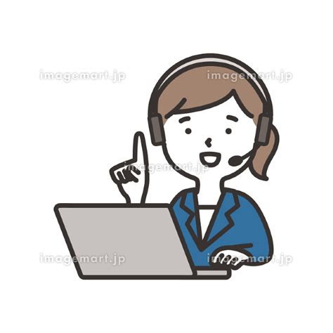 パソコンの前で指差しをするスーツ姿の女性のイラスト素材 200589546 イメージマート