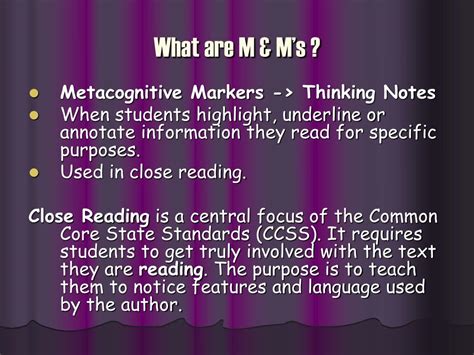 Ppt Metacognitive Markers Literacy In The Classroom Powerpoint Presentation Id4690692