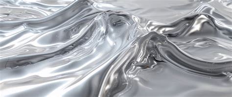 Abstract Silver Fluid Surface With Metallic Reflections And Dynamic Ripples In A Modern Style